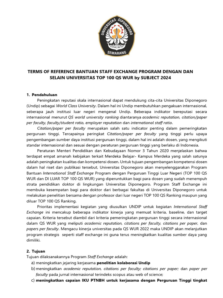 TOR Staff Exchange 2024 | PDF