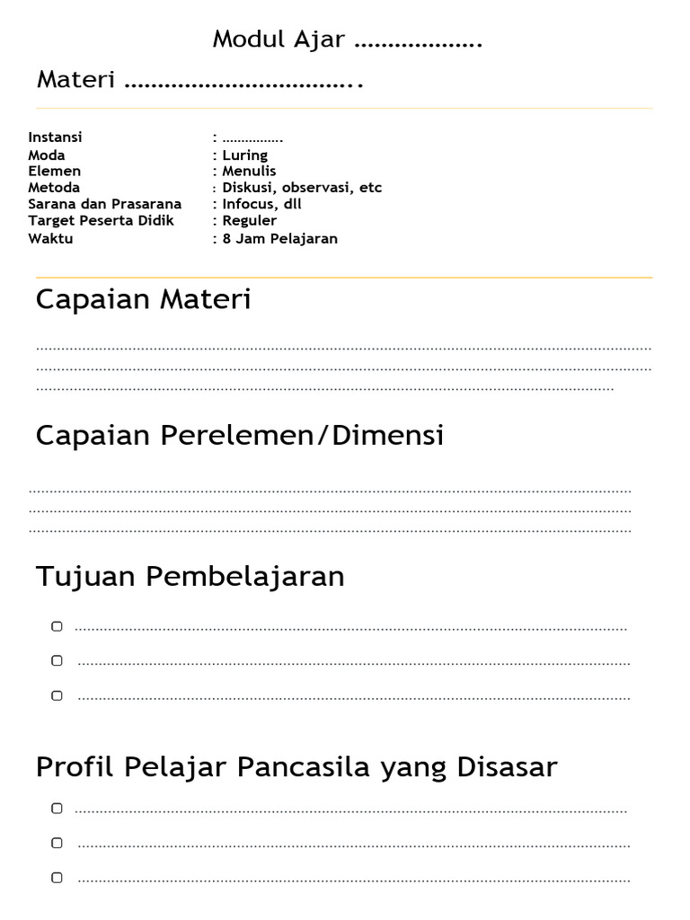 Template Modul Ajar | PDF