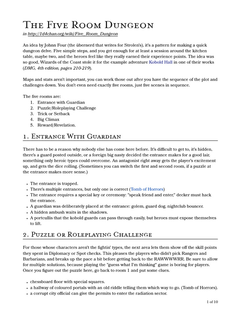 Five Room Dungeon | PDF