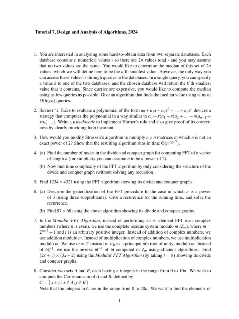 Design and Analysis of Algorithms - Tutorial Sheet Practice | PDF | Time Complexity | Vertex ...