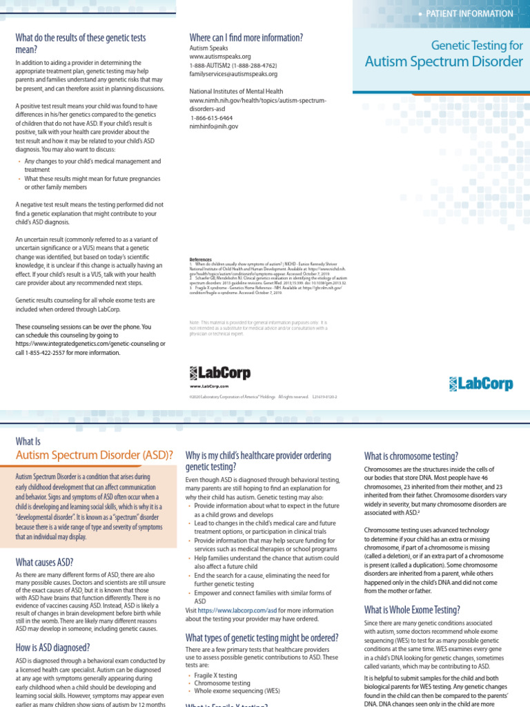Genetic Testing for ASD Patient Brochure - L21619-0120-2 | PDF | Autism ...