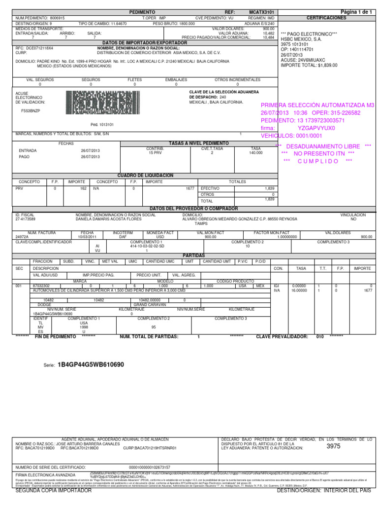 Pedimento Mayo | PDF | aduana | Business