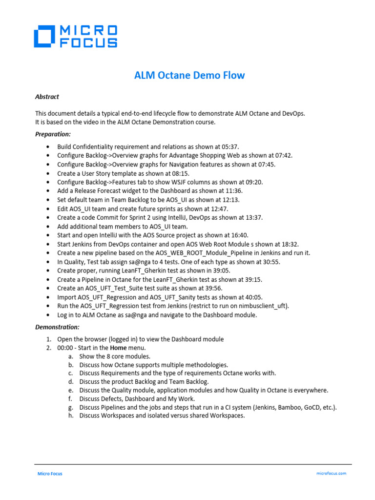 ALM Octane Demo Flow | PDF | Software Development | Information Technology