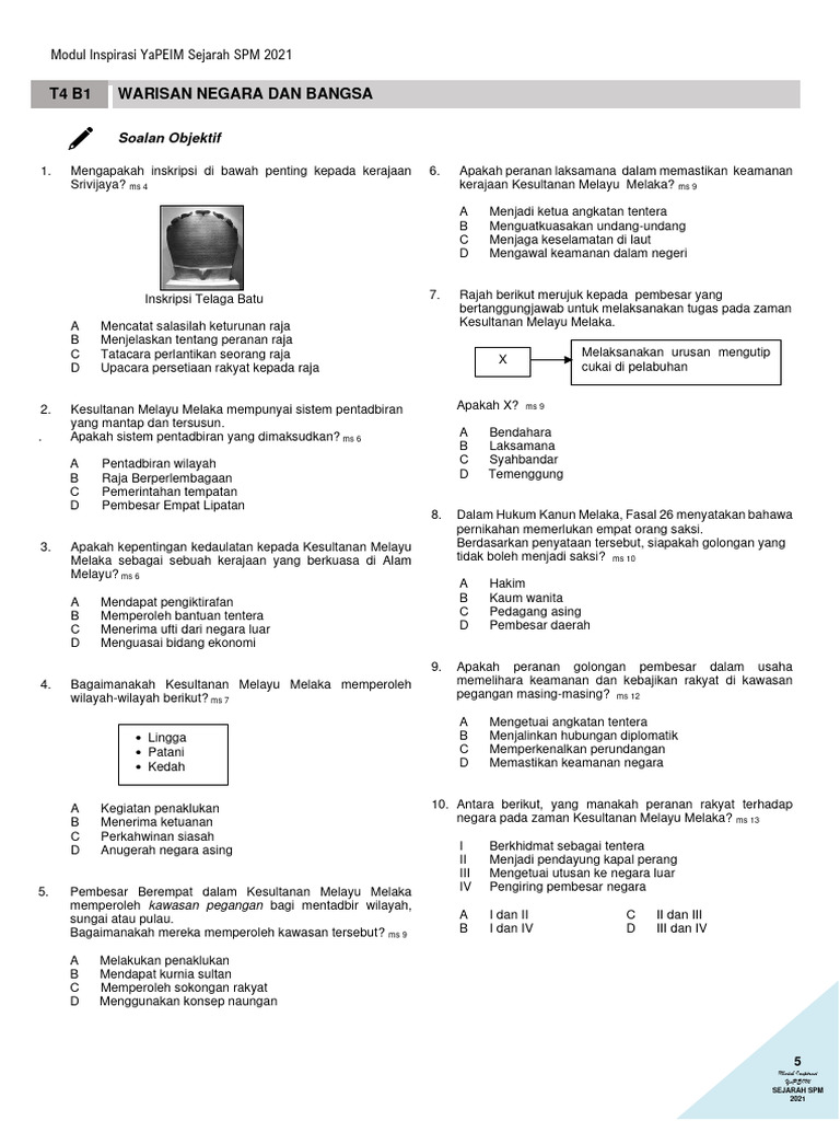 Bab 1 Ting 4 (Soalan Yapiem) | PDF