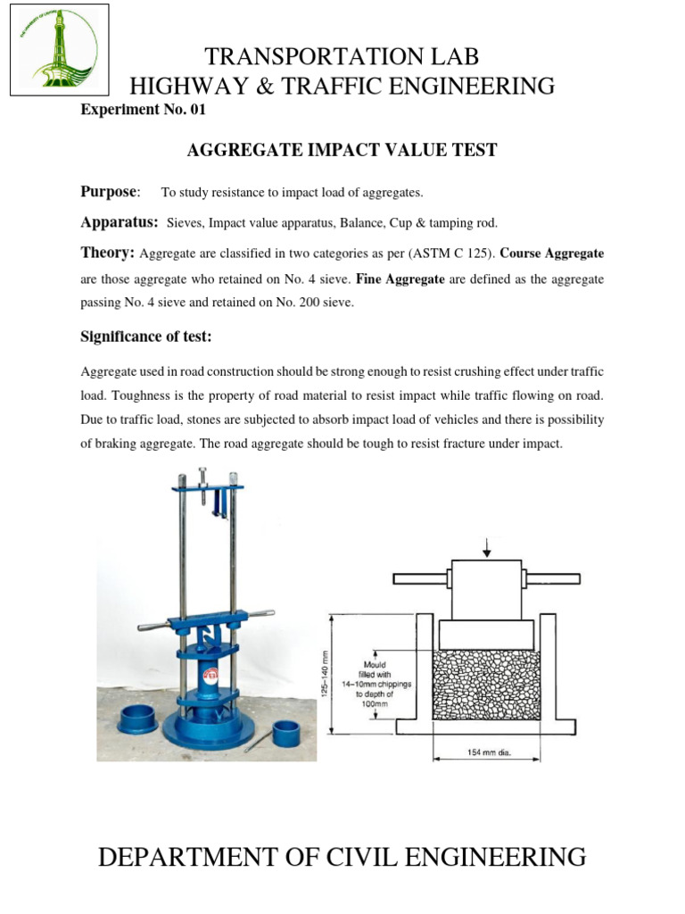 Exp 01 Impact Value Test | PDF | Road | Construction Aggregate