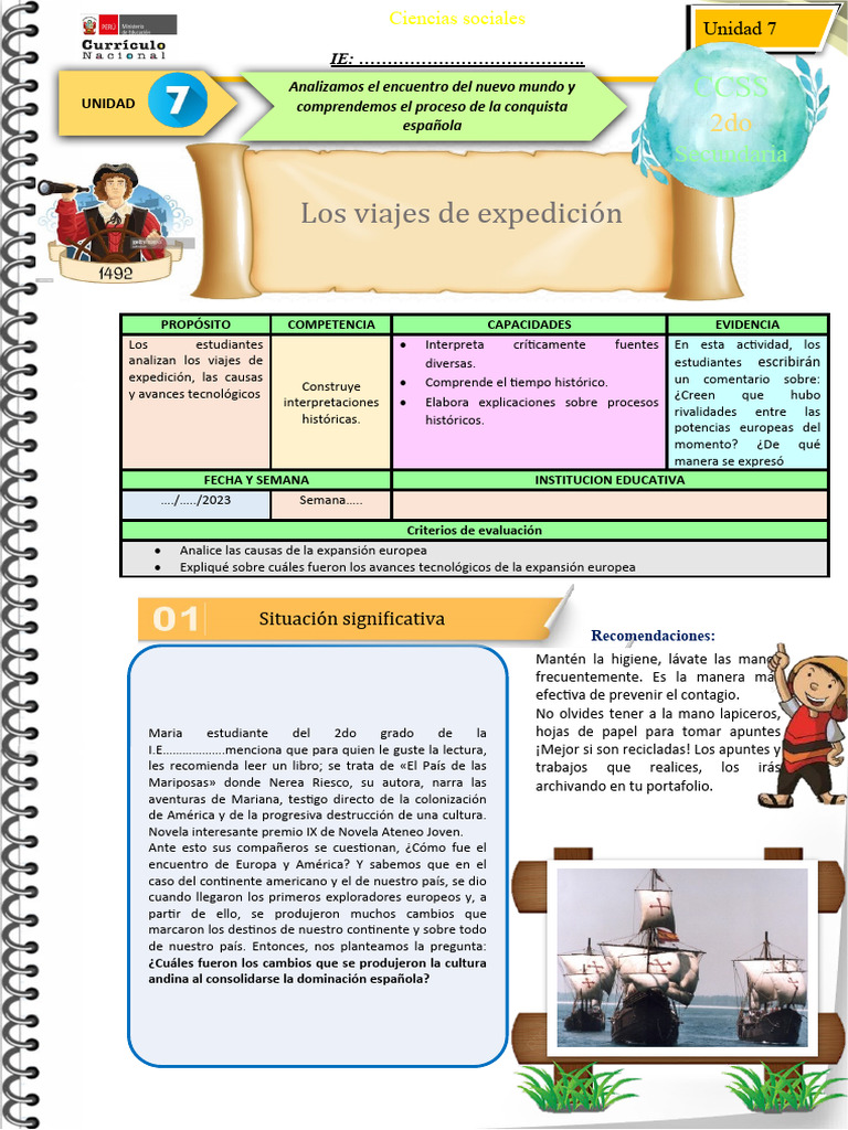 Fichas Exp 7 Ccss 2do-Semana 1-3 | PDF | Cristobal colon | Francisco ...
