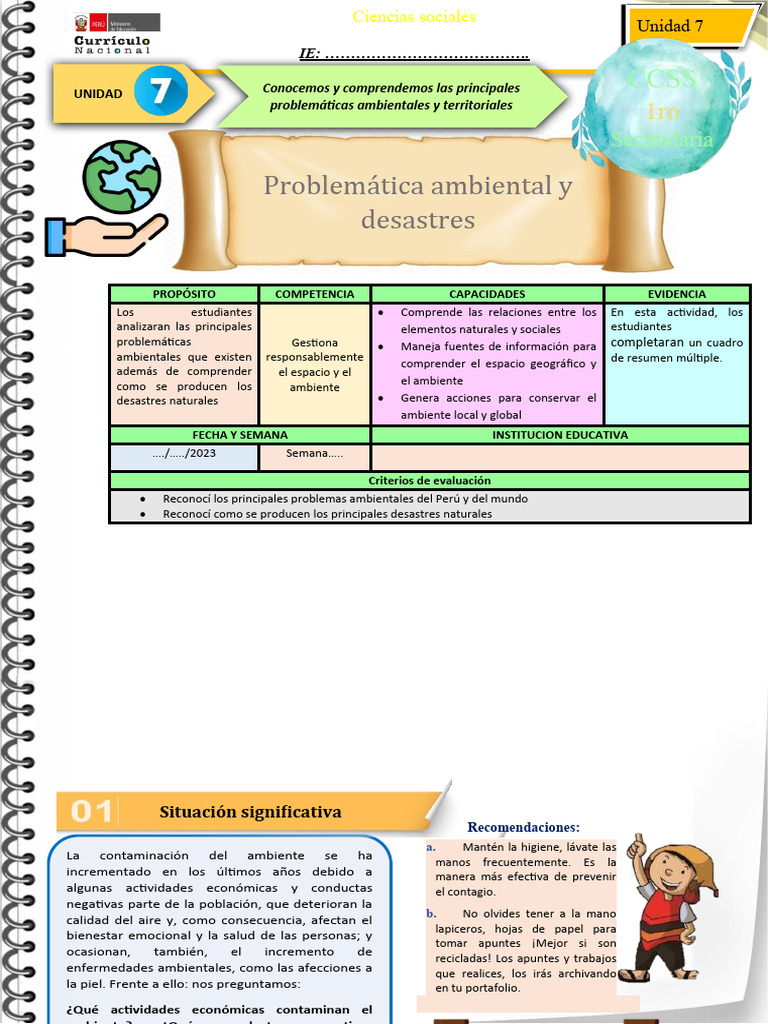 Fichas Exp 7 Ccss 1ro Semana 1 3 Pdf Sustentabilidad Temblores