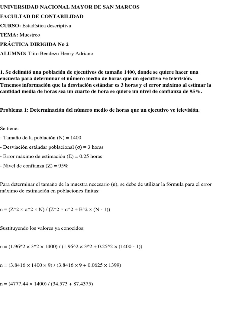 TTITO BENDEZU - HENRY ADRIANO - TAREA - SEMANA - 2 y 3 - Compressed | PDF | Desviación Estándar ...