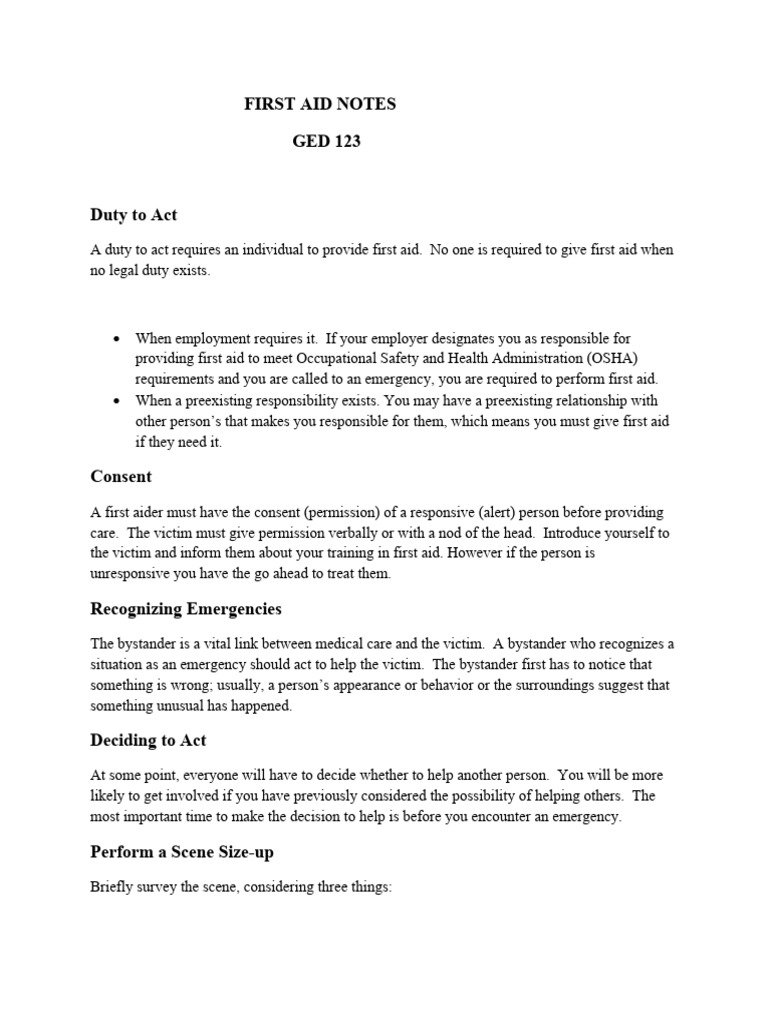 First Aid Notes | Download Free PDF | Burn | Hepatitis