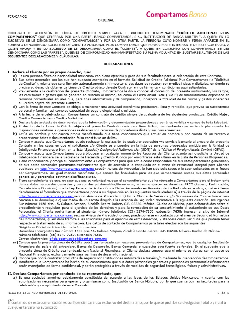 FCR CAP 02 - Contrato CAPC Redisponible - V0.1 | PDF | Pagos | Bancos