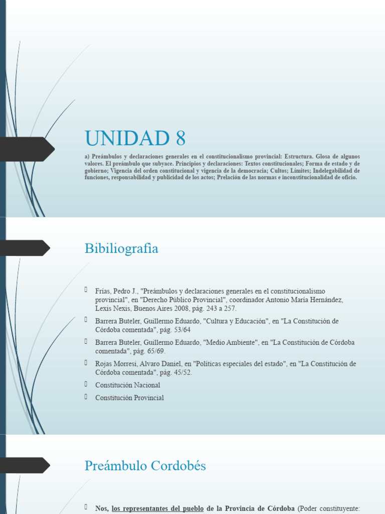 Unidad 8. a. Preámbulo y Declaraciones en La CP Primera Parte | PDF ...