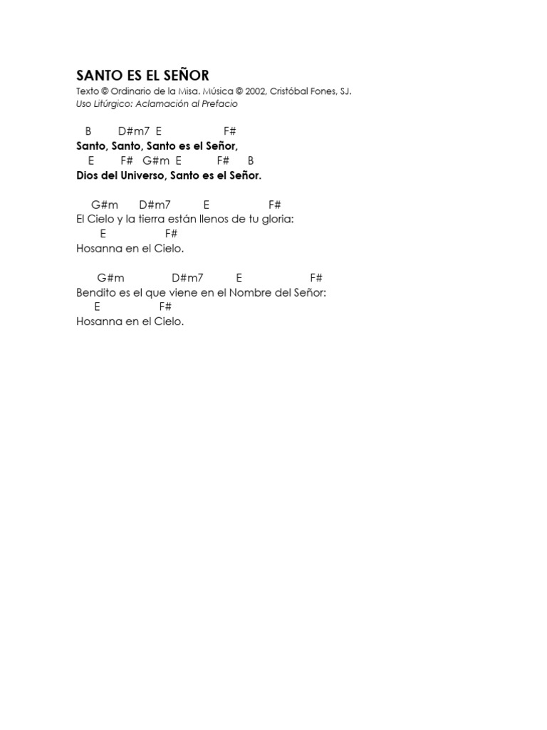 Aclamación Litúrgica: Santo es el Señor | PDF