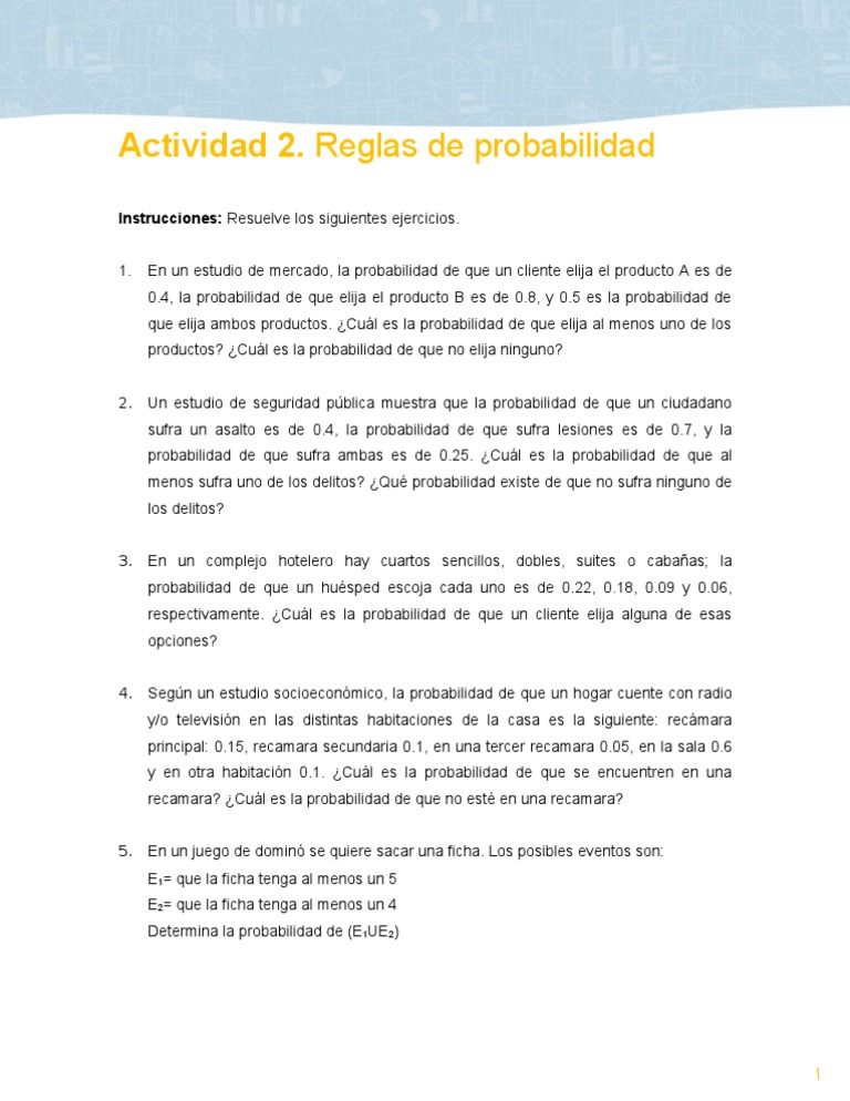 EB U3 ReglasdeProbabilidad Act2 | PDF