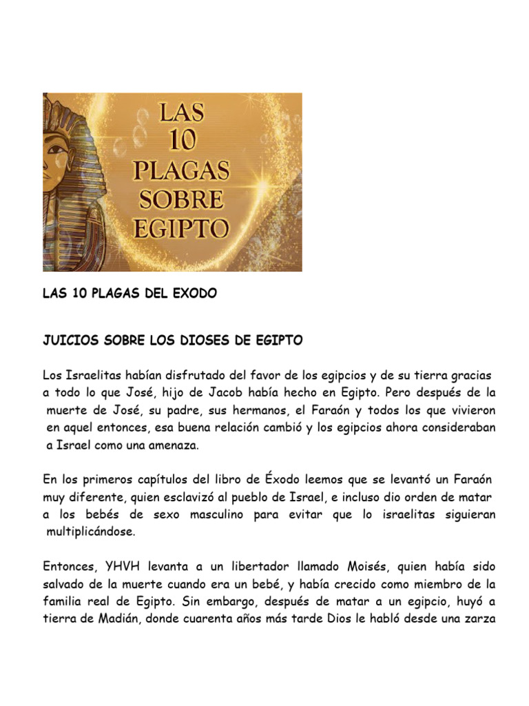 Las 10 Plagas de Egipto en Éxodo | PDF | Libro del éxodo | Moisés