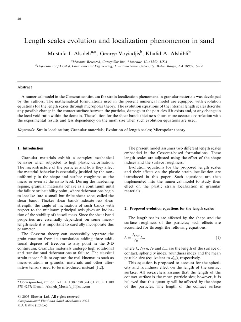 Length Scales Evolution and Localization Phenomenon in Sand: Mustafa I ...