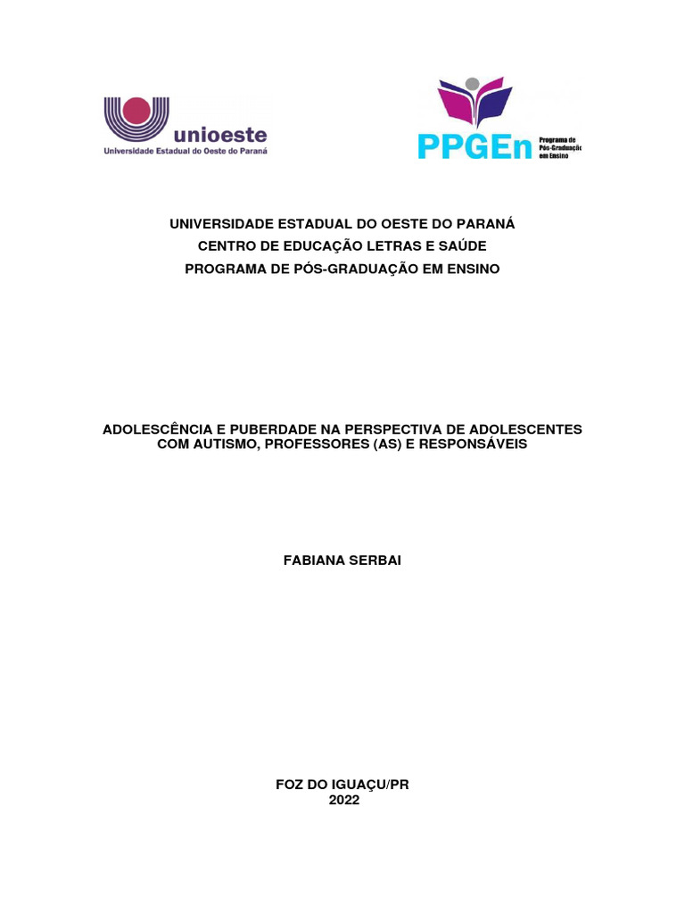 Puberdade Perspectiva de Adoles Professores e Responsaveis | PDF ...