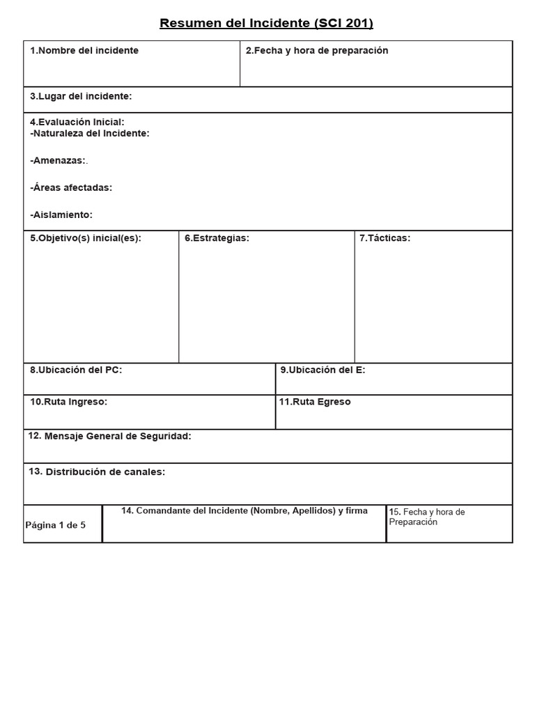 Resumen del Incidente SCI 201 | PDF | Derecho | Ciencia y matemáticas