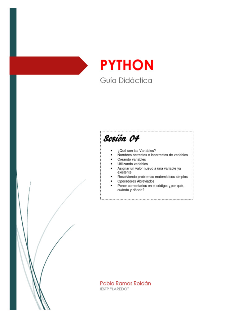 Sesión 04 - Variables | PDF | Python (lenguaje de programación) | Variable (informática)