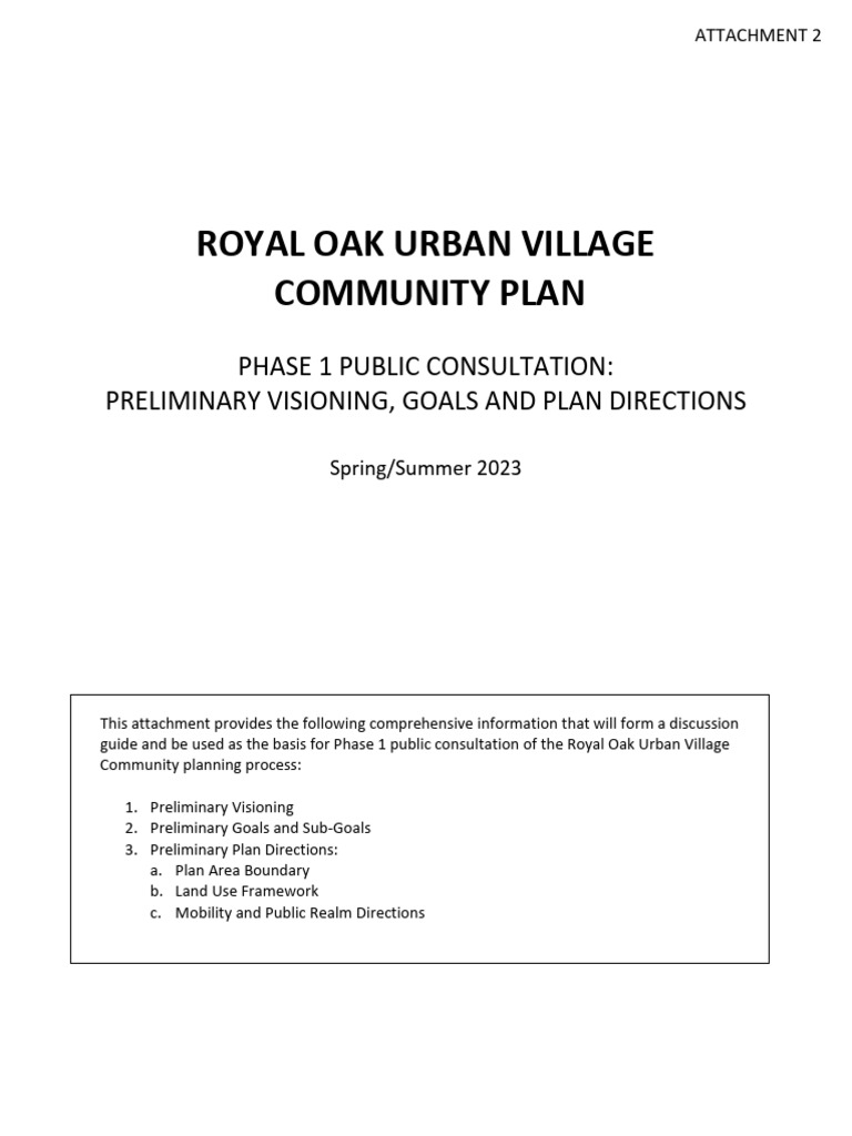 Attachment 2 Royal Oak Urban Village Community Plan PH 1 | Download ...