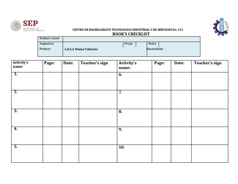 Book Checklist | PDF