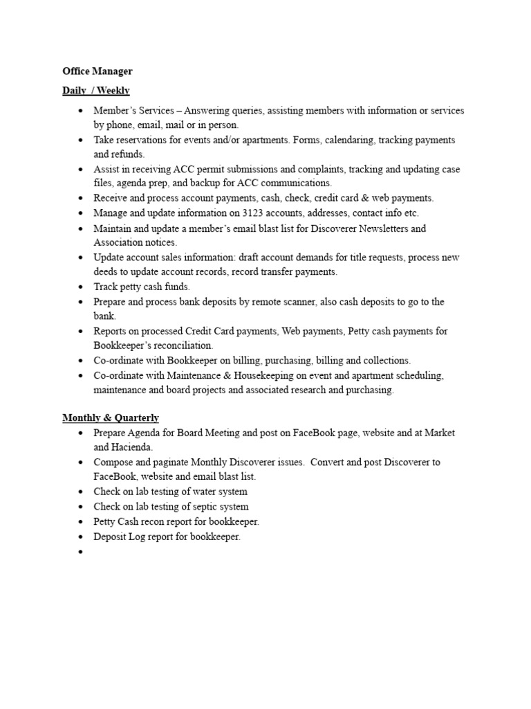 Office Manager Job Description | PDF