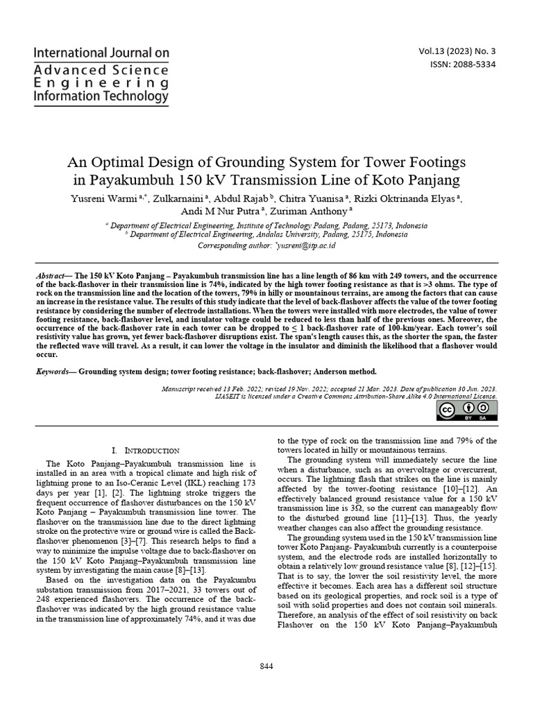 Optimal Grounding Design for 150kV Towers | PDF | Insulator ...