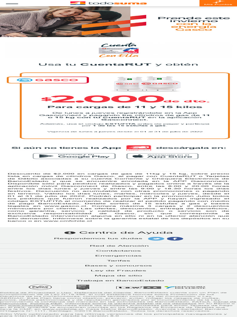 BancoEstado TodoSuma Gasconnect | PDF | Tarjeta de débito