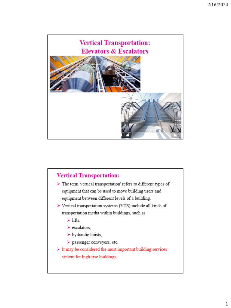 Vertical Transport | PDF | Elevator | Escalator