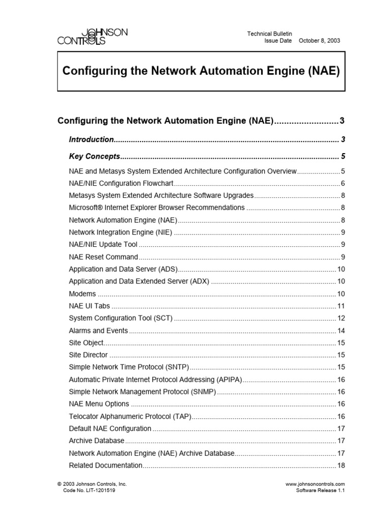 Metasys N2 by JCI - NAE Configuration | Download Free PDF | Ip Address | Computer Network
