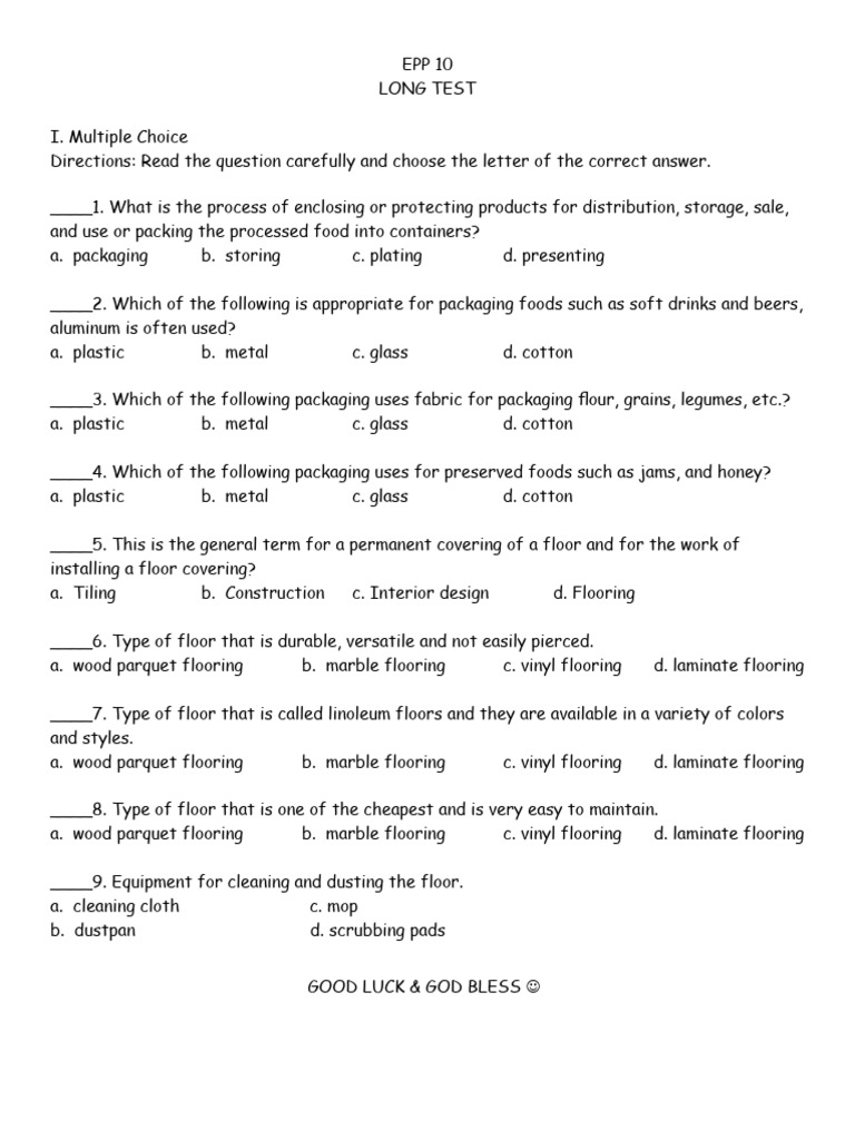 TLE 9 - Long Test | PDF