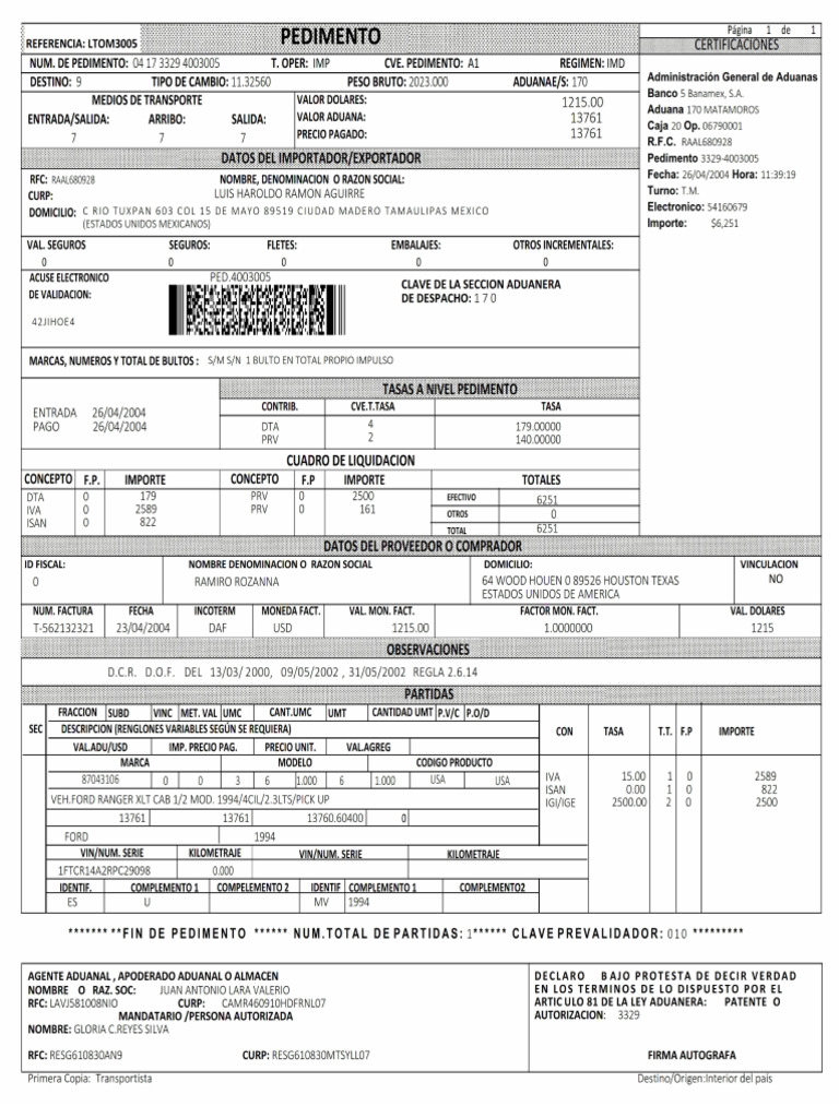 Final Pedimento | PDF