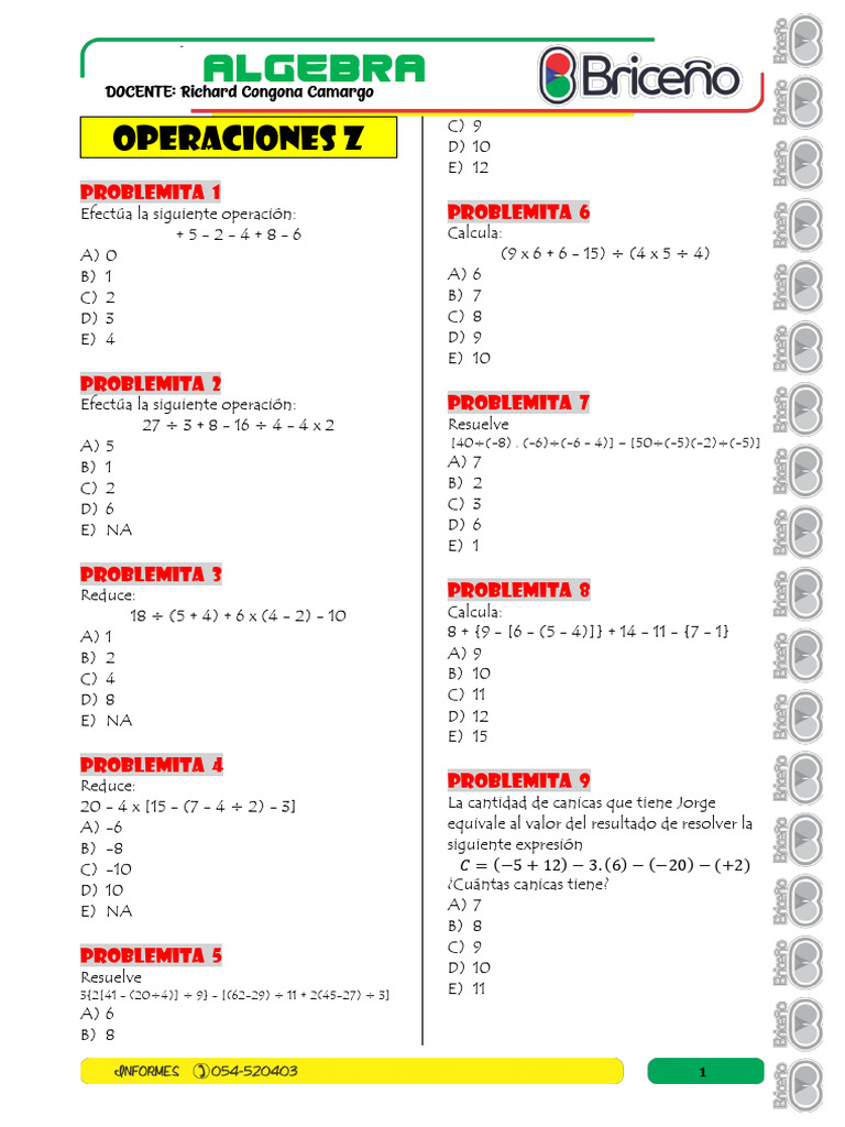 Operaciones Z | PDF | Matemáticas