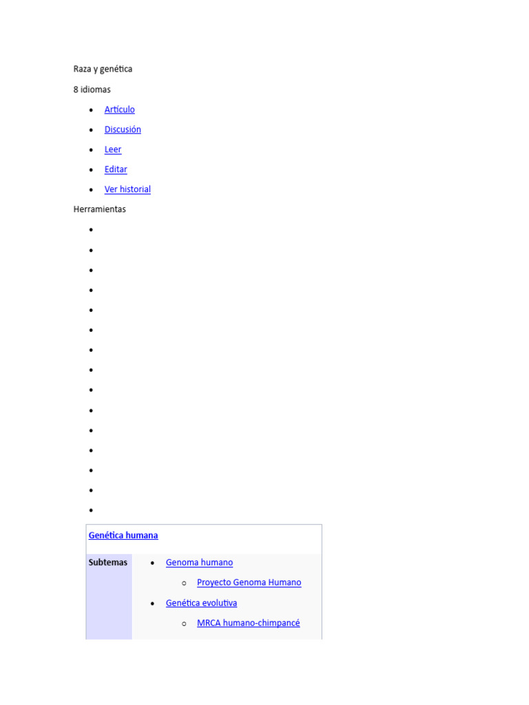 Raza y Genética | PDF | Raza (categorización humana) | Mutación