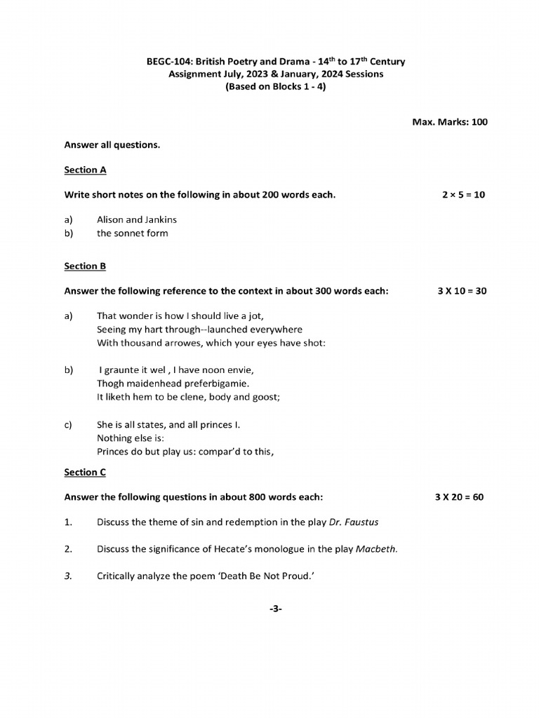 Begc 104 Solved Assignment | PDF