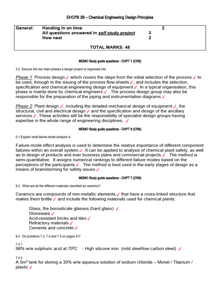 MEMO Selfstudy Project CHPT 1,7 and 9 | PDF | Coke (Fuel) | Water