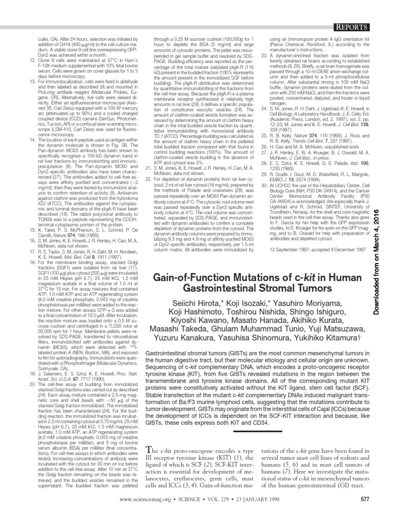 Gain-of-Function Mutations of C-Kit in Human Gastrointestinal Stromal ...