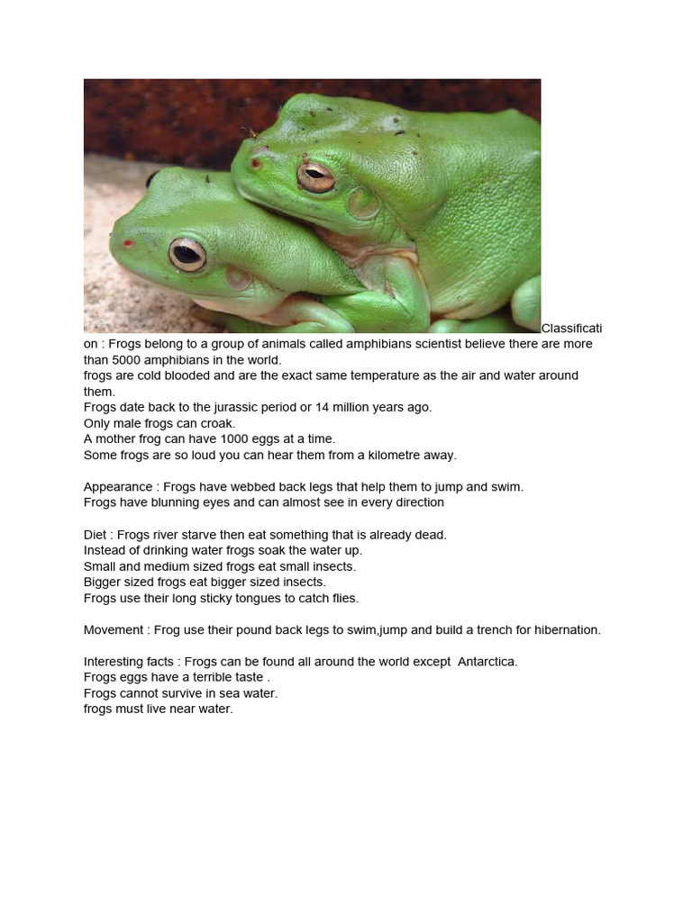 Amazing Facts About Frogs. | PDF