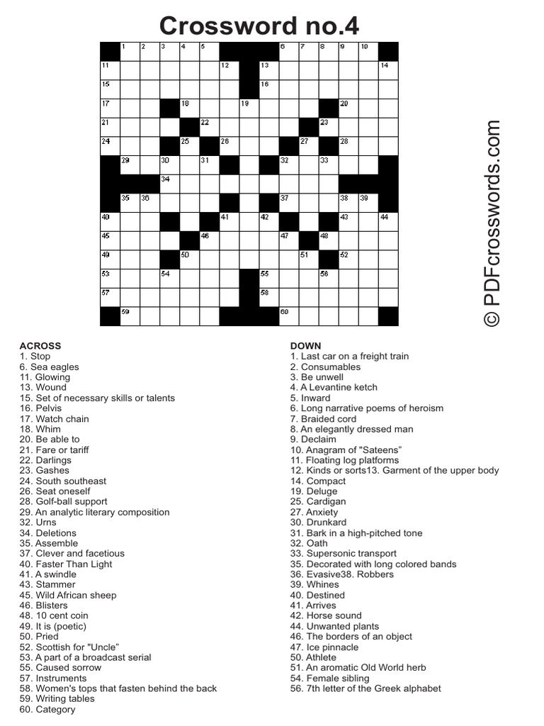 Crossword No.4 With Solution | PDF