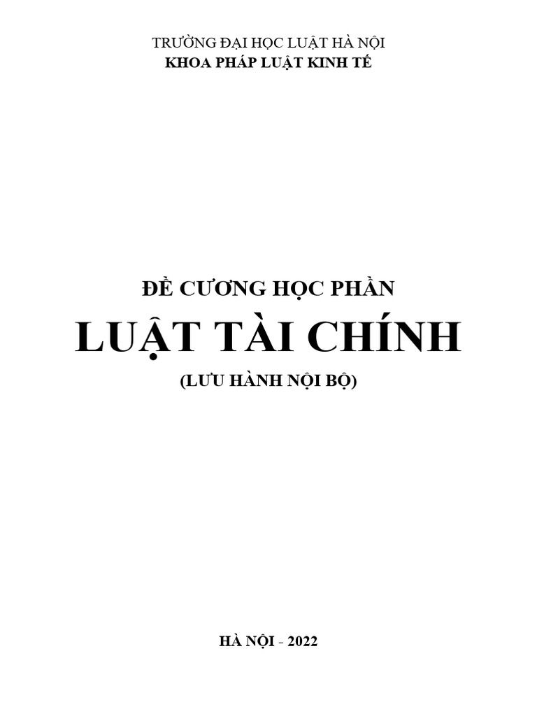 De Cuong Luat Tai Chinh Hlu | PDF