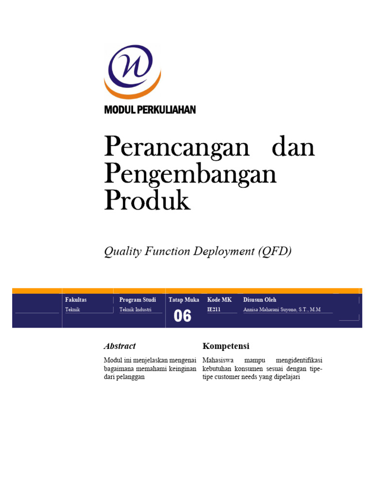 Penerapan QFD dalam Pengembangan Produk | PDF | Bisnis