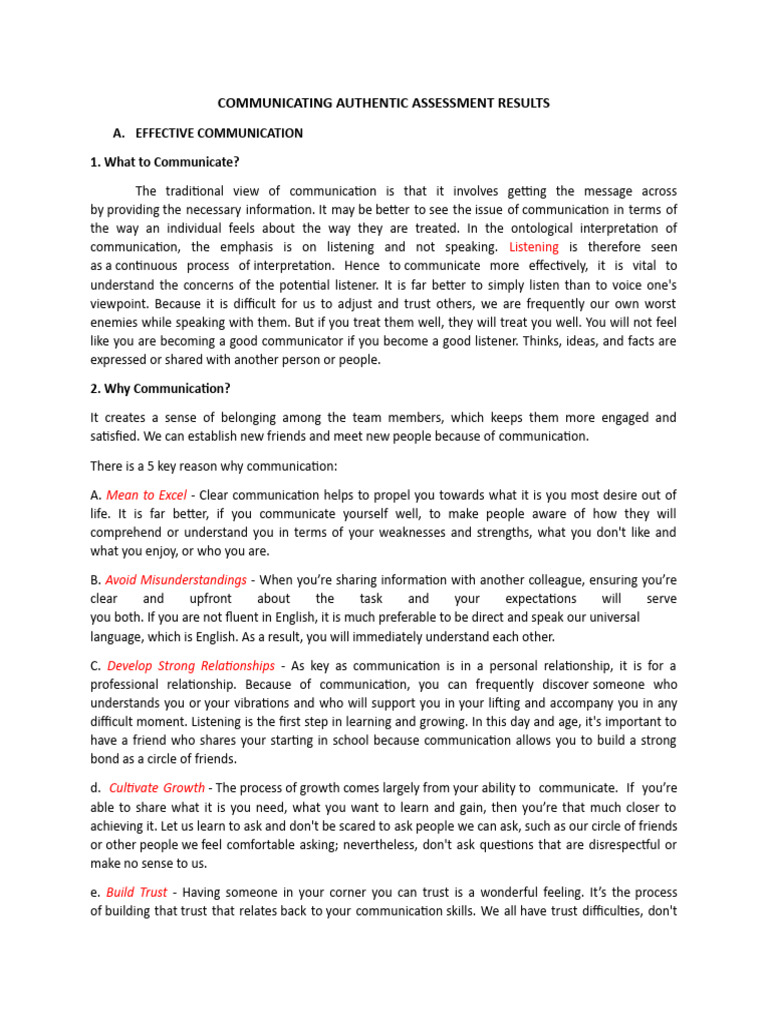 Communicating Authentic Assessment Results | PDF | Communication ...