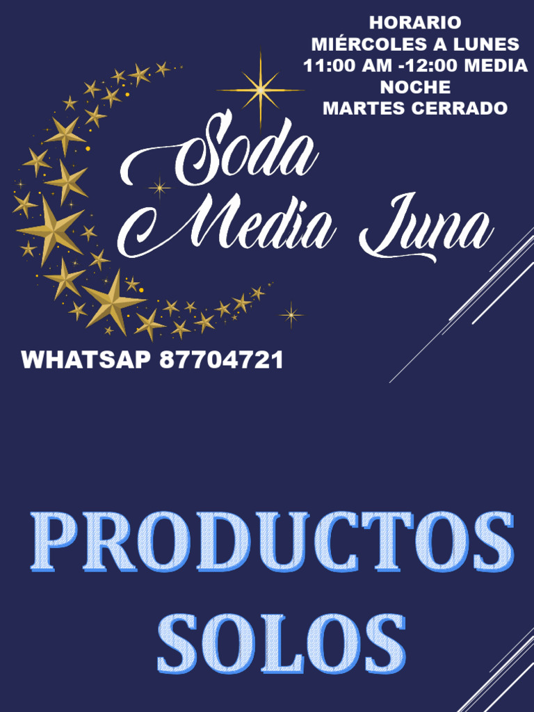 MENÚ SODA MEDIA LUNA | PDF
