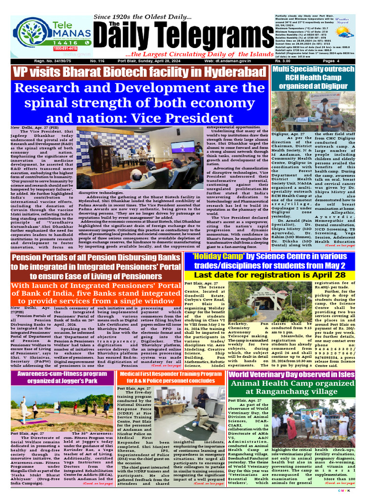 The Daily Telegrams, 28 April | PDF | Veterinary Medicine