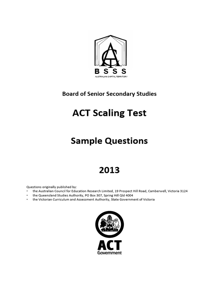 ACT Scaling Test Sample Questions 2013 | PDF | Decimal