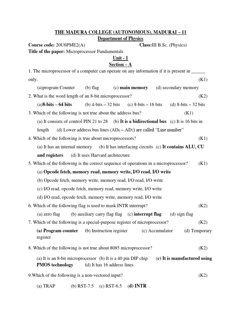 Microprocessor Fundamentals Overview | PDF | Input/Output | Central ...