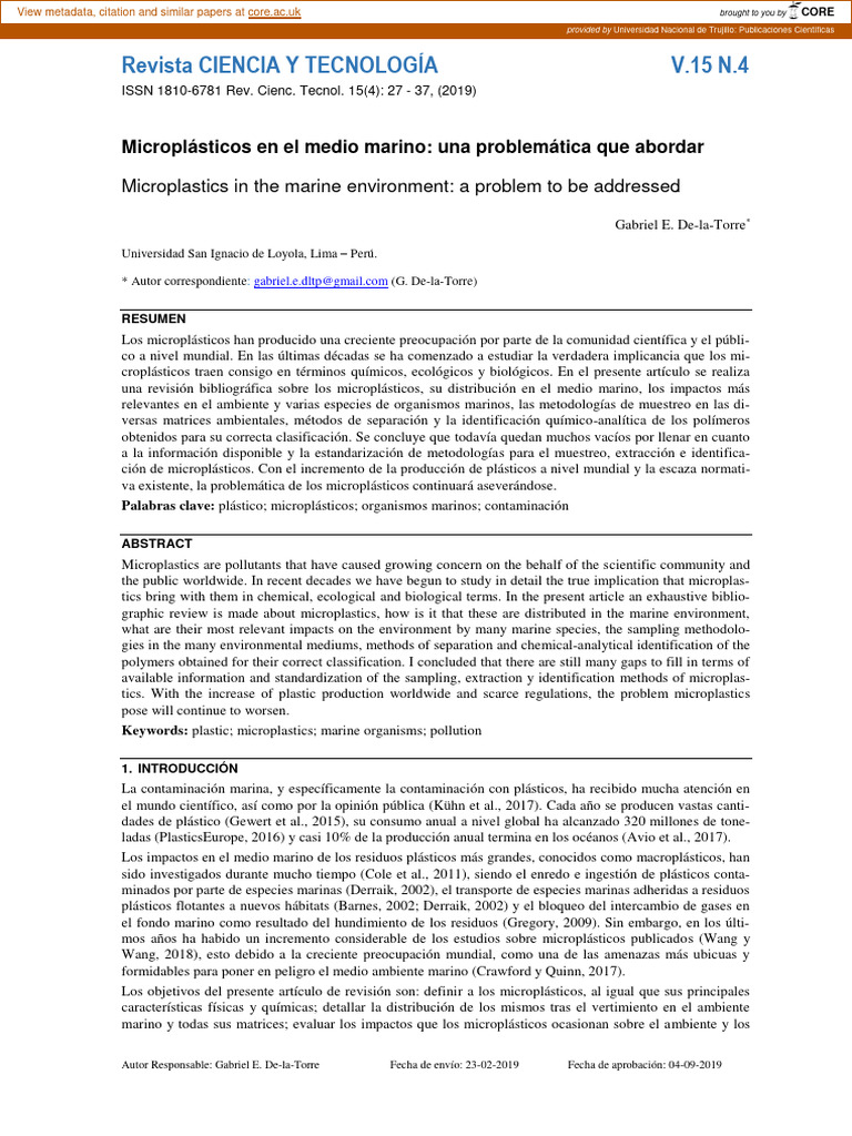 Impacto de Microplásticos en el Mar | PDF | Espectroscopia | El plastico