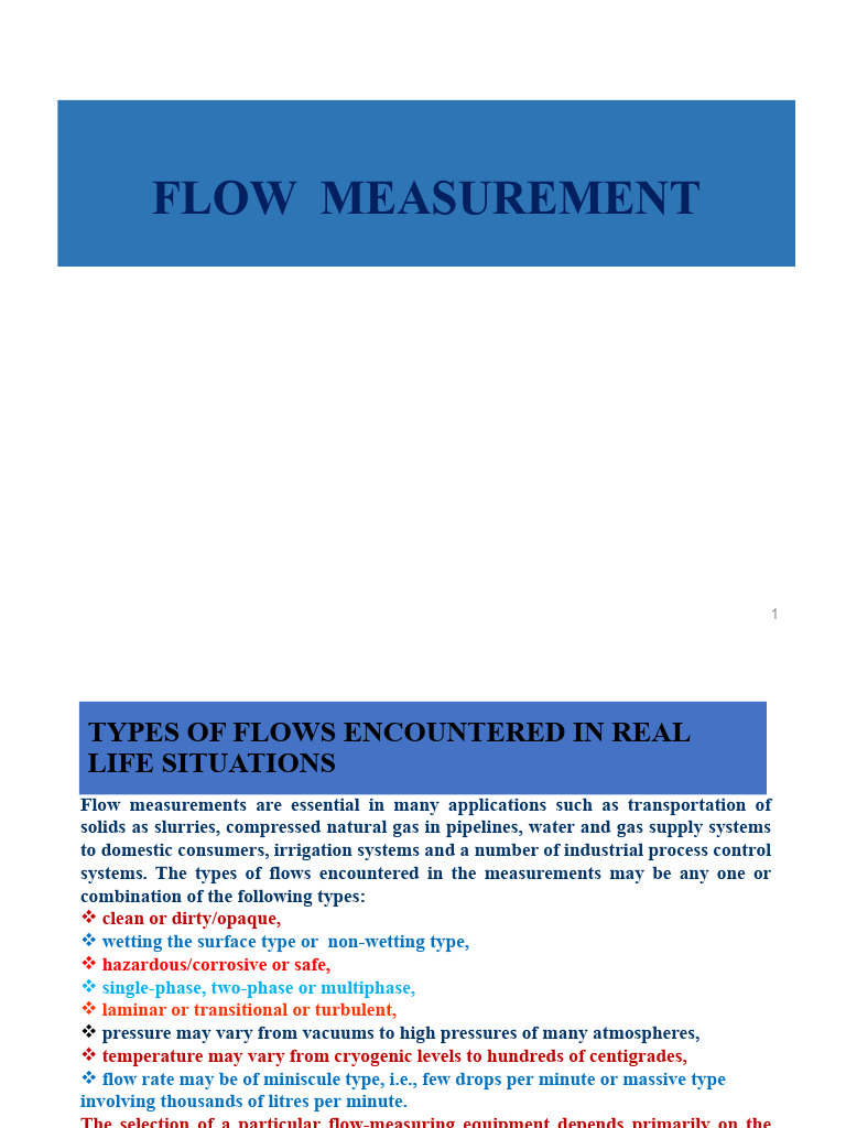 Flow Measurement | Download Free PDF | Flow Measurement | Fluid Dynamics