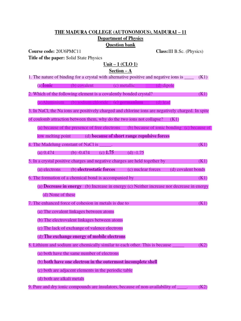 Solid State Physics (1) | PDF | Superconductivity | Chemical Bond