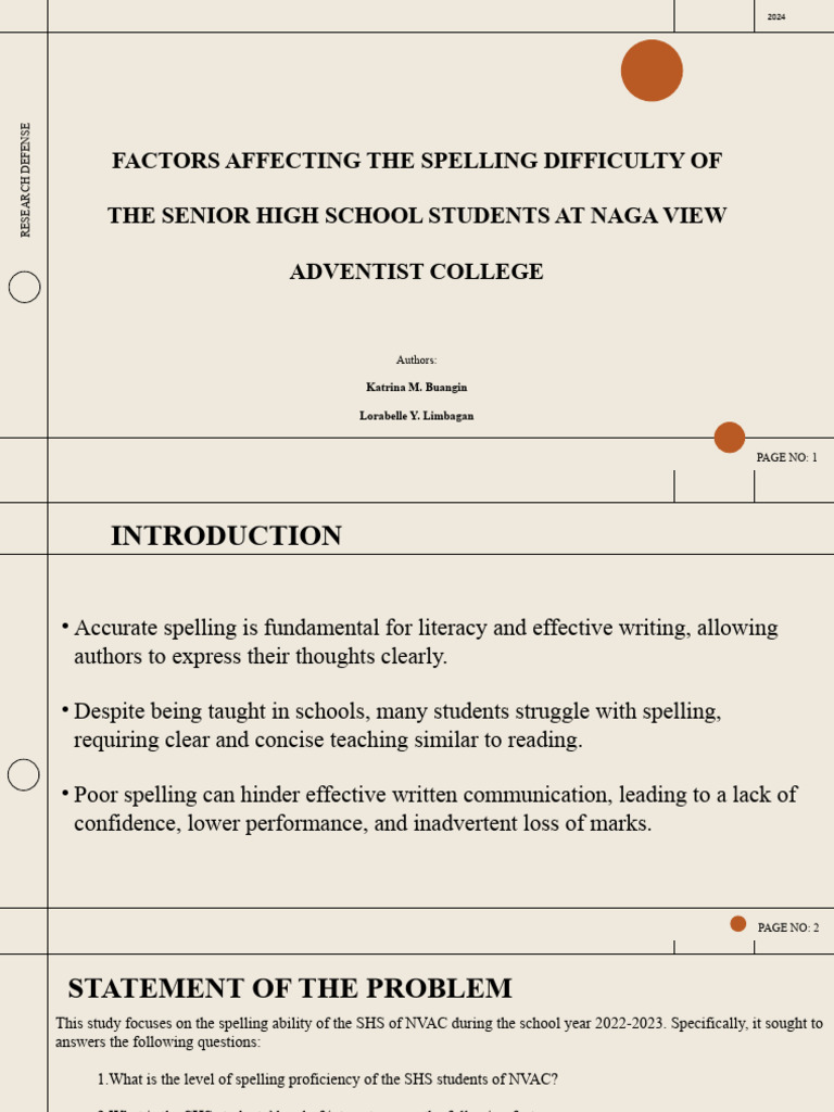 Factors Affecting The Spelling Difficulty of The Senior High School ...