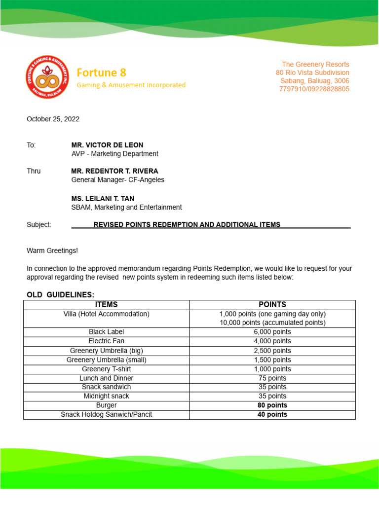 Revised Points Redemption Guidelines | PDF | Fast Food | Convenience Food